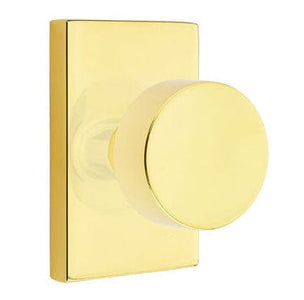 Emtek Round Knob with Modern Rectangle Rosette - Express Hardware Direct